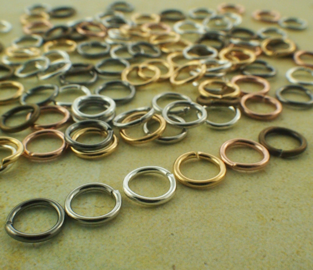 100 Jump Rings 18 Gauge 7mm OD - Silver Plate, Gold Plate, Antique Gold ...