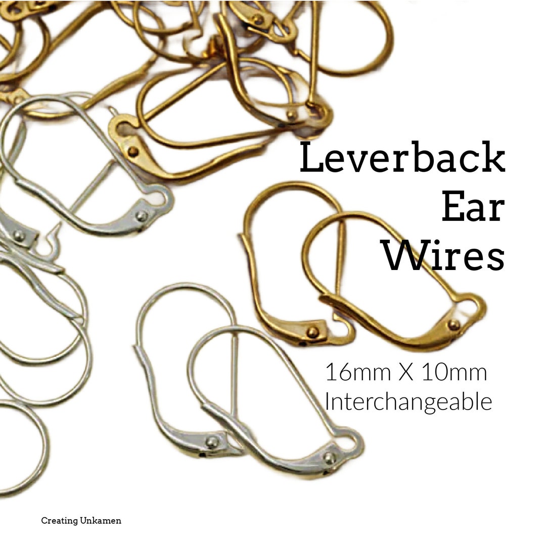 2 Pairs Leverback Ear Wires Large, Gold or Silver Plated ...