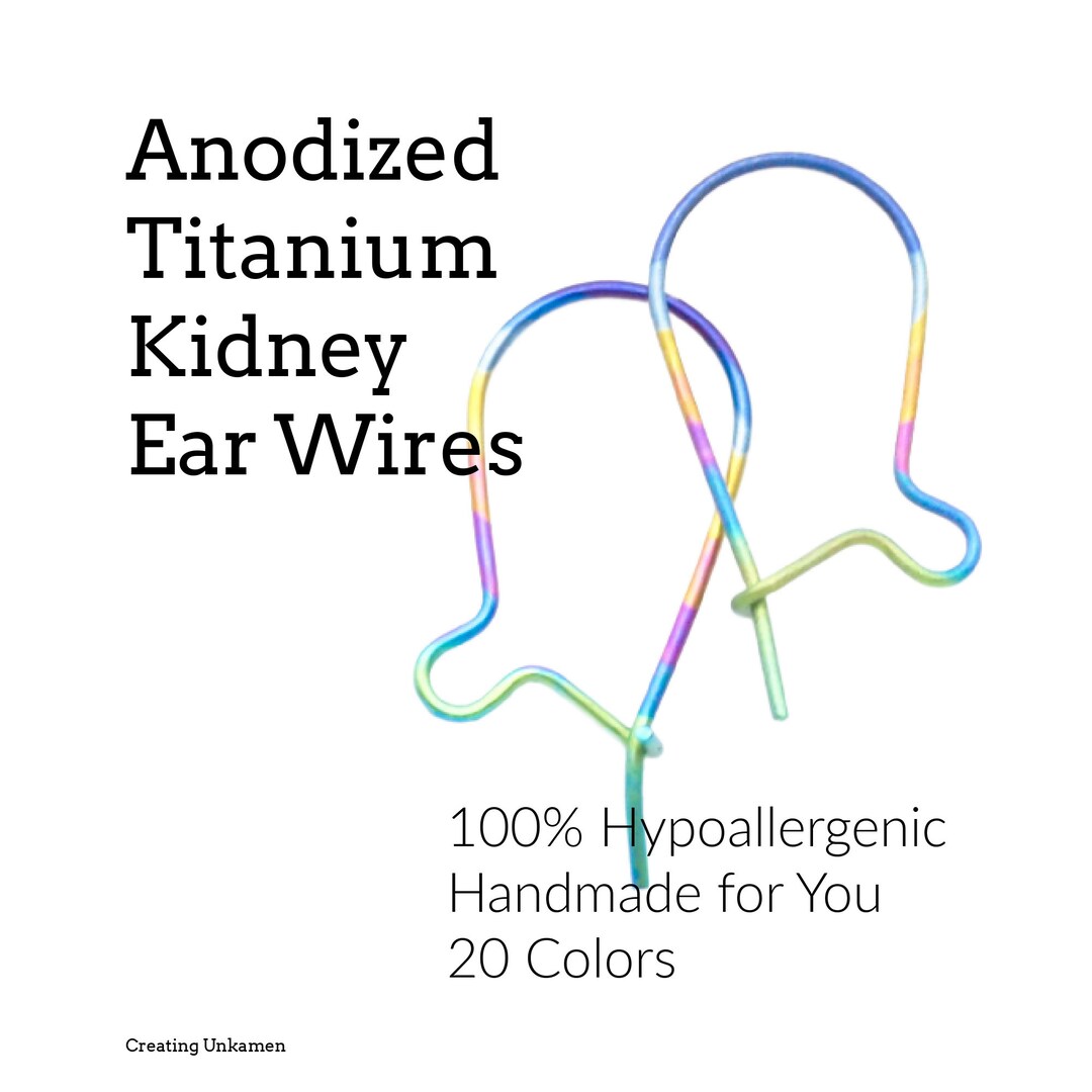 10 Pairs Titanium Kidney Ear Wires Anodized in 20 Colors Hypoallergenic ...