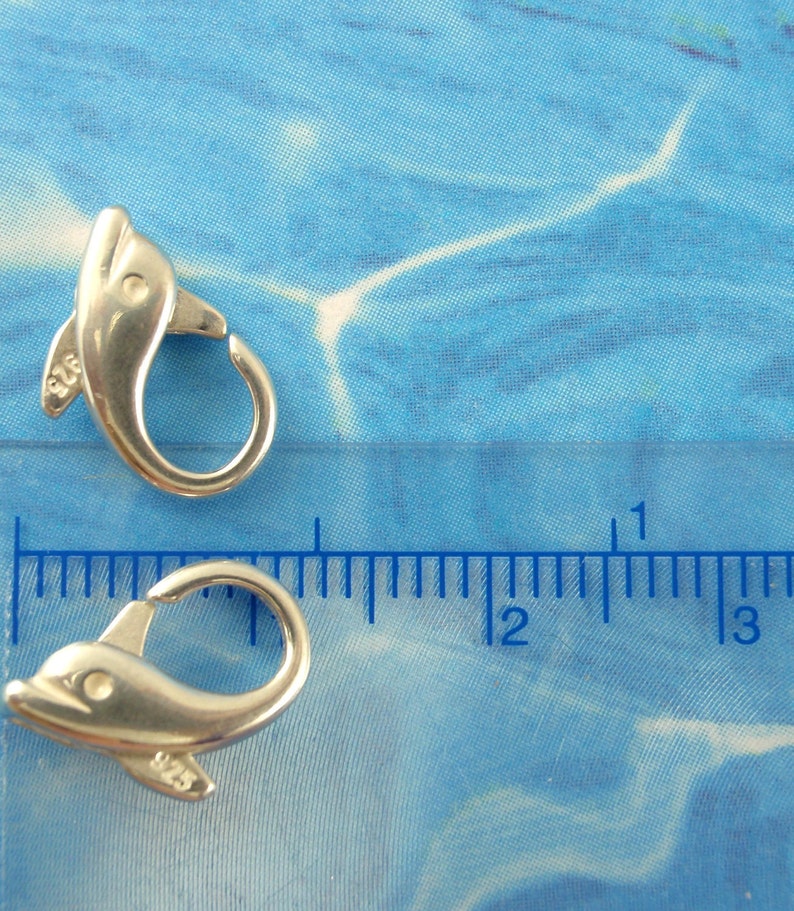 1 Sterling Silver Dolphin Lobster Clasp - 13mm X 9mm - Shiny or Antique ...