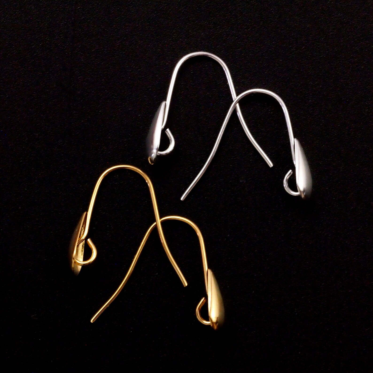 Large Teardrop Ear Wires - 2 Styles in Silver or Gold Plated Brass - Etsy
