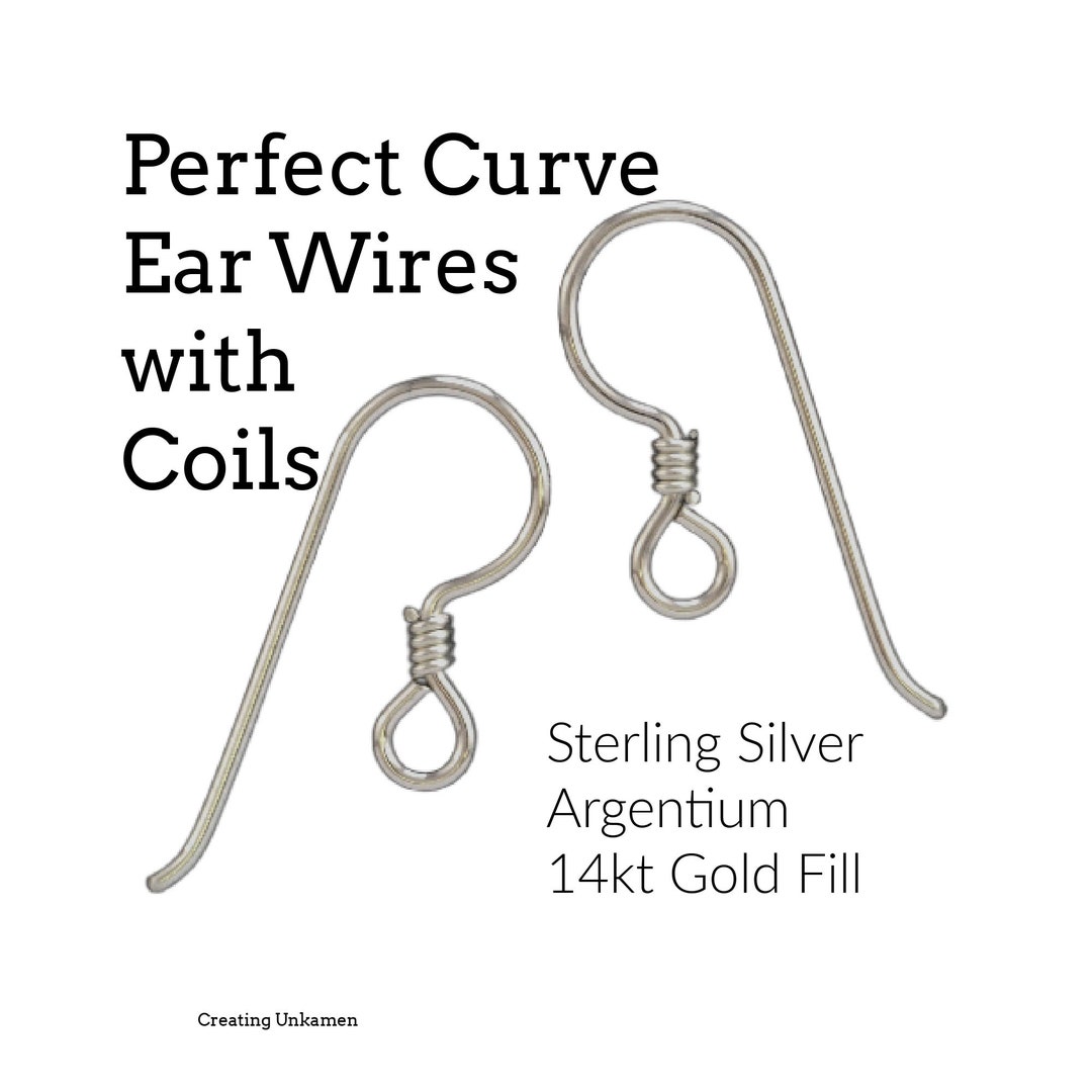 2 Pairs Perfect Curve Ear Wires With Coils - Sterling Silver, Argentium ...