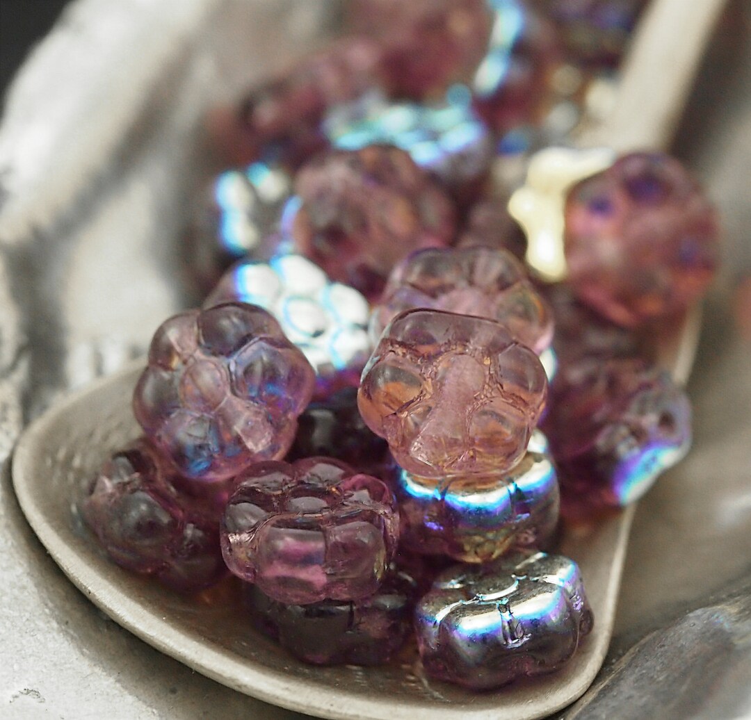 30 8mm X 4mm Medium Amethyst AB Daisy Disc Czech Flower Beads - Etsy
