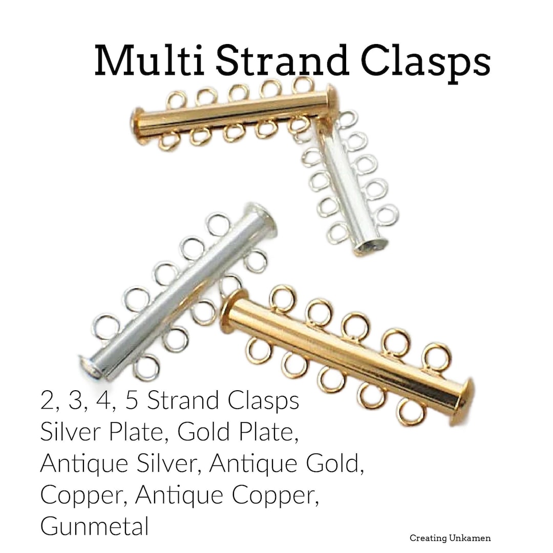 4 Slide Lock Clasps 2, 3, 4, 5 Multi Strands Silver Plate, Gold Plate ...