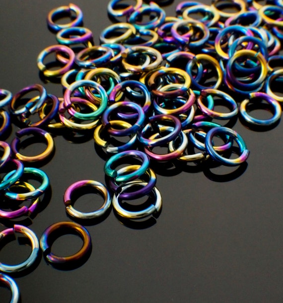 100 Anodized Niobium Jump Rings 16 Gauge Hypoallergenic You Pick Diameter and Color Etsy