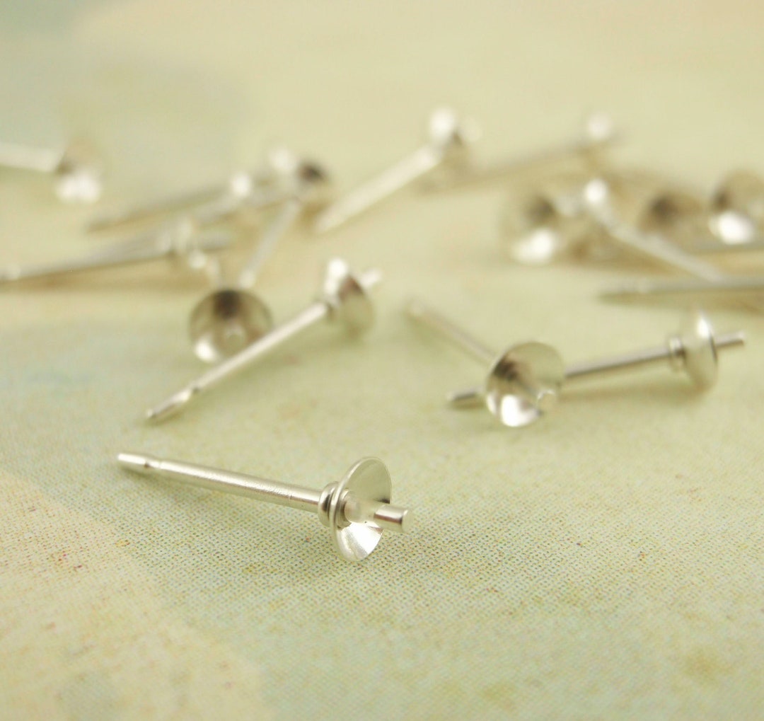 5 Pairs Sterling Silver Earring Posts With 3mm, 4mm or 6mm Cup and Peg ...