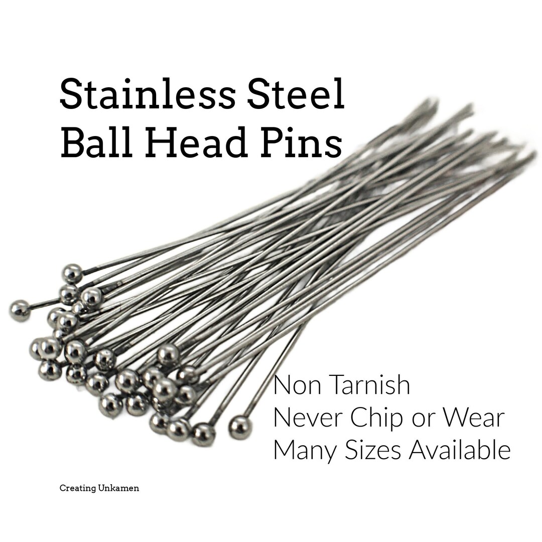 Head Pins 20 Stunning 2mm Ball Stainless Steel - 21, 22 or 24 Gauge - 1 ...
