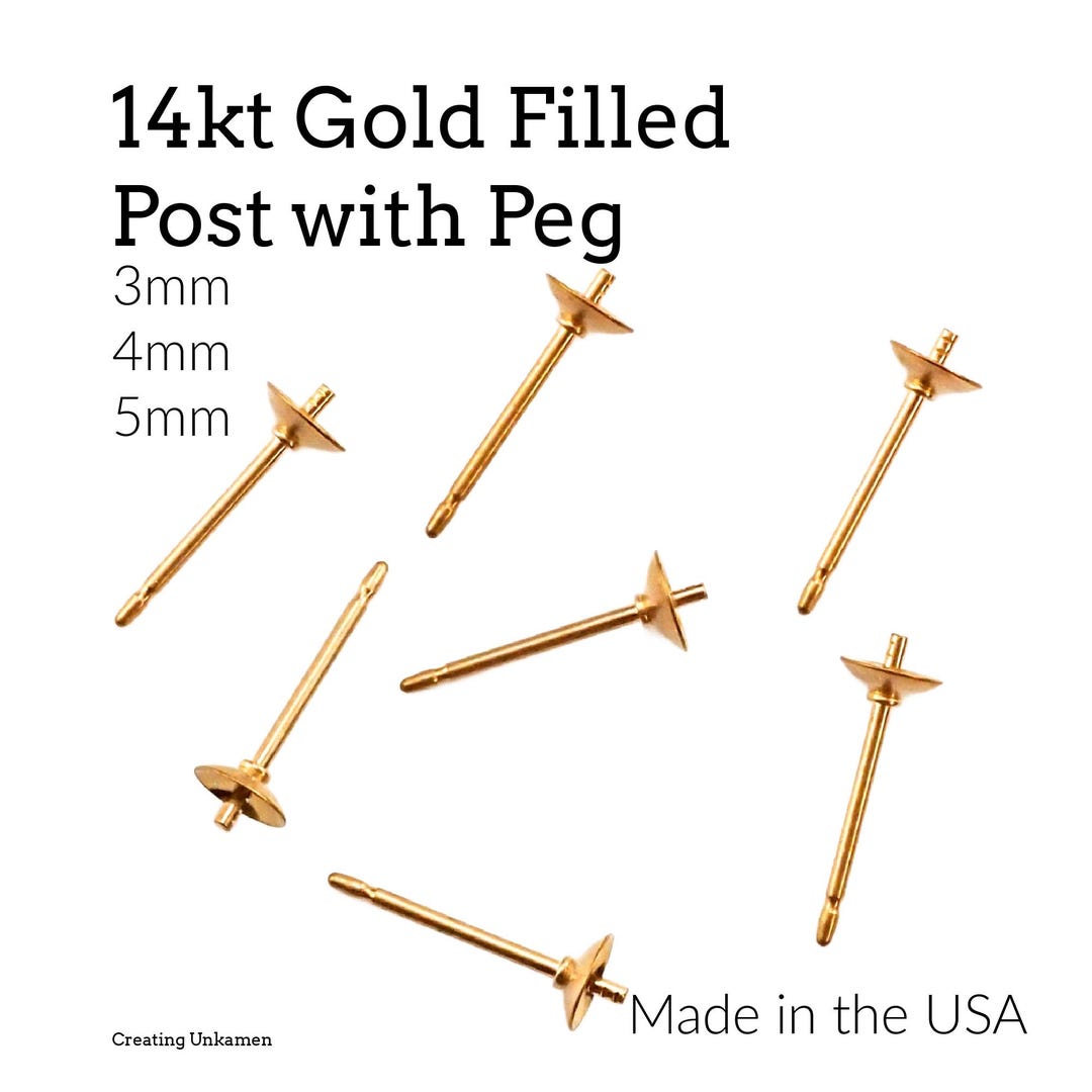 14kt Gold Filled Post With Peg Earrings Kit - Makes 4 Pairs - 3mm, 4mm ...