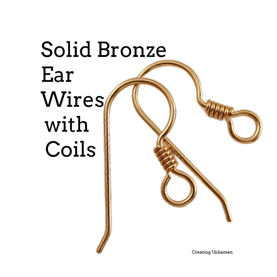 5 Pairs of Solid Bronze Simple Ear Wires With Coils - Etsy
