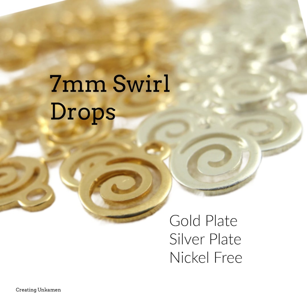25 Silver or Gold Plated Swirl Charms - 7mm Drops - 100% Guarantee - Etsy