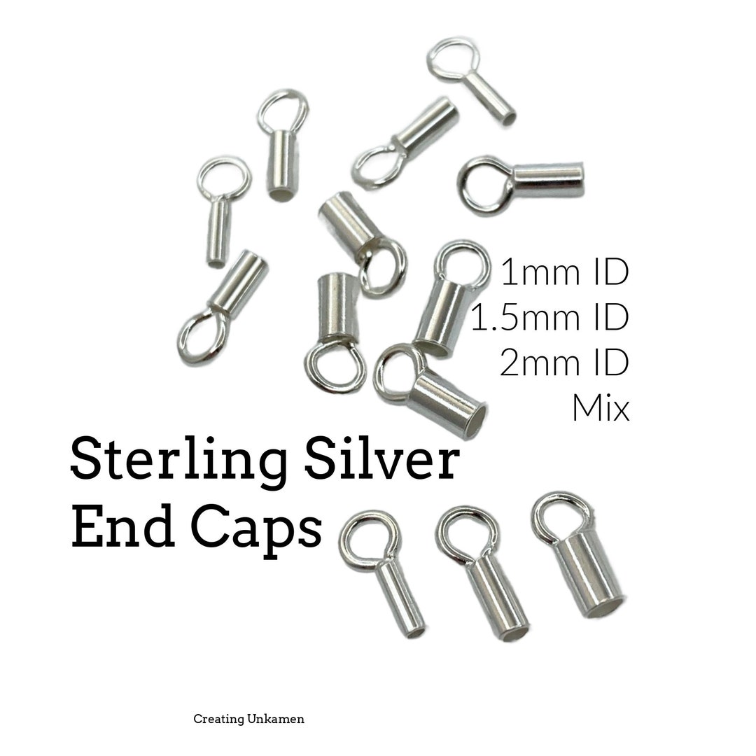 6 Sterling Silver End Caps With Rings - 1mm, 1.5mm, 2mm ID - Made in ...