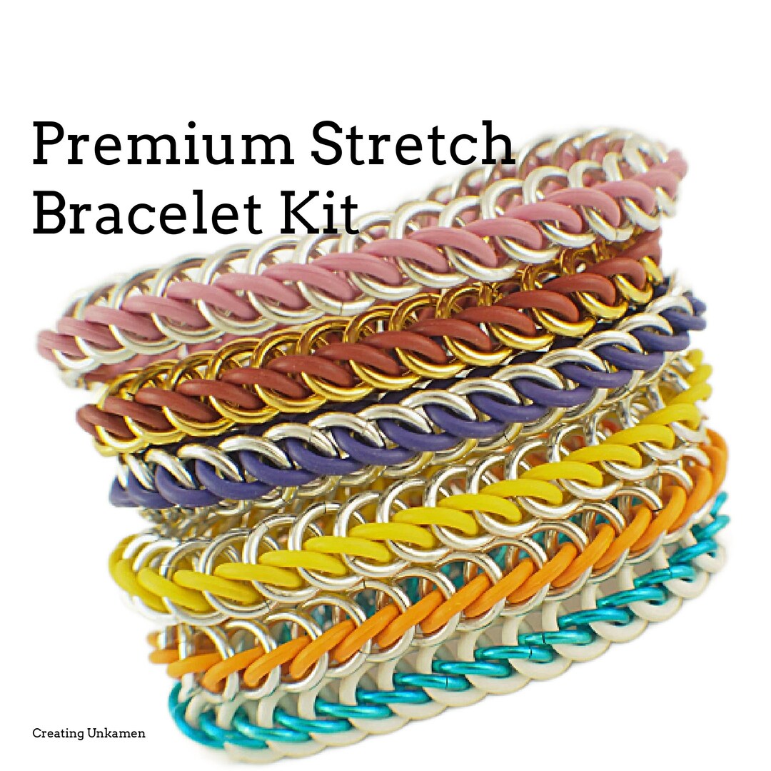 Premium Half Persian 3-1 Stretch Chainmaille Bracelet Kit - Rubber and ...