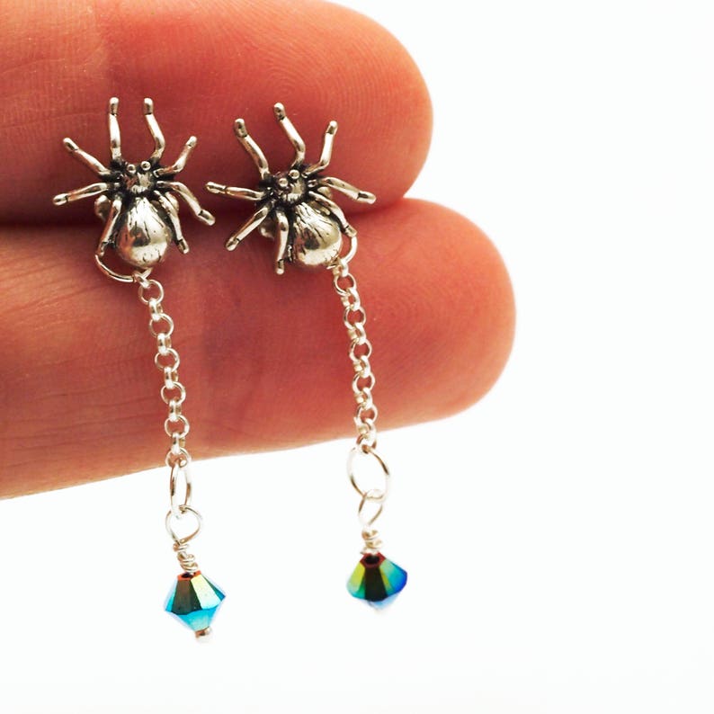 1 Pair Sterling Silver Spider Ear Posts | Etsy