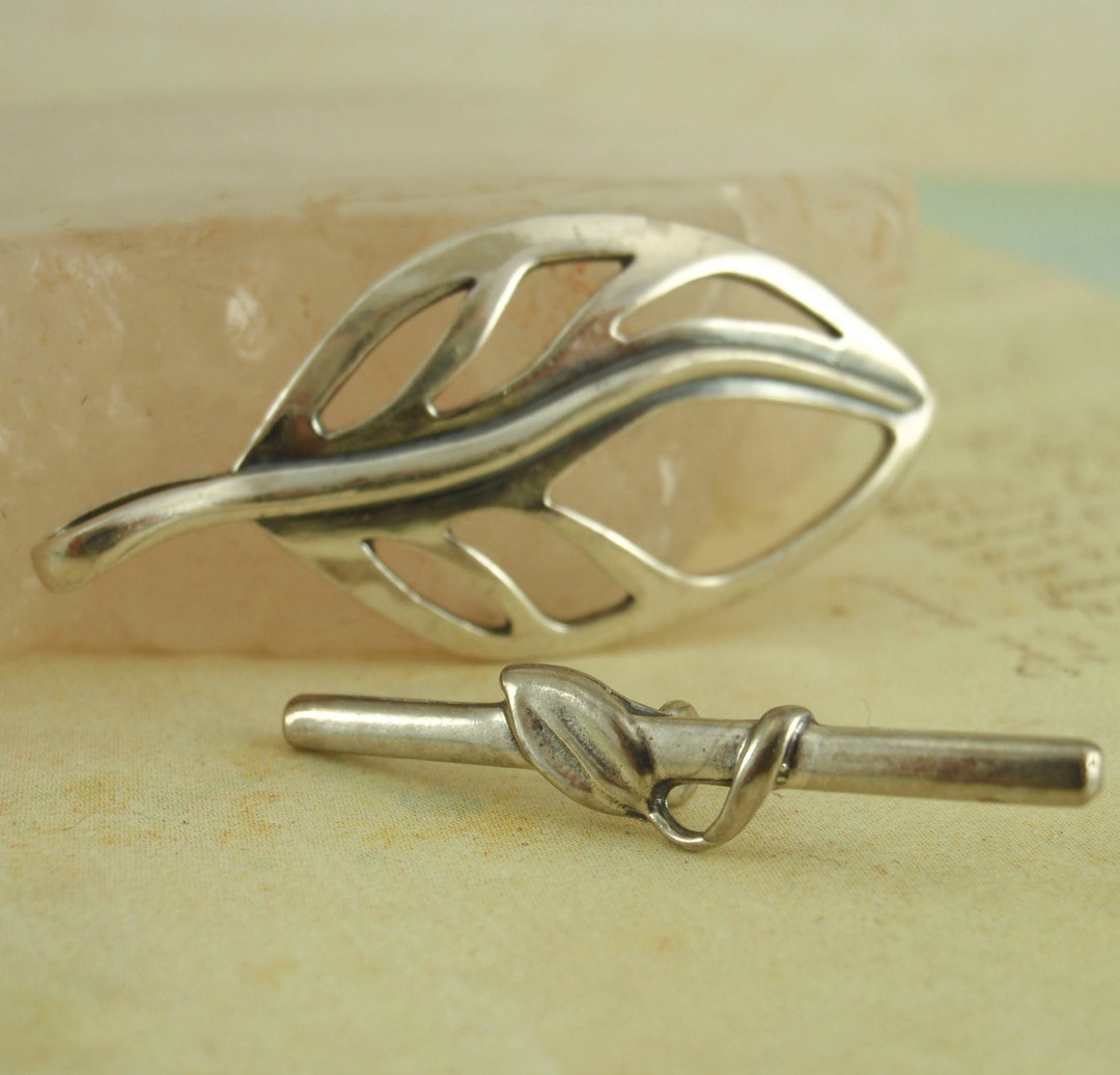 1 Sterling Silver Leaf Clasp Unique Toggle Large 40mm - Etsy