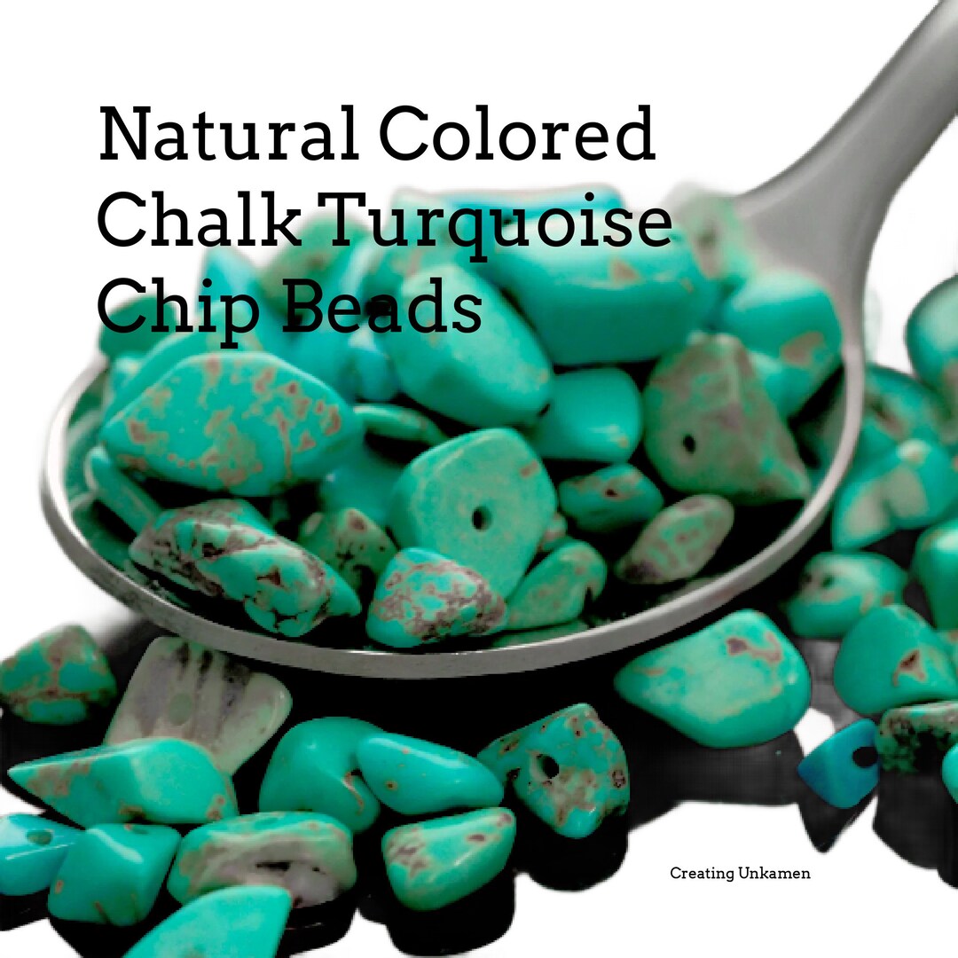 100 - Natural Colored Chalk Turquoise Chip Beads - 24 Grams - 100% ...