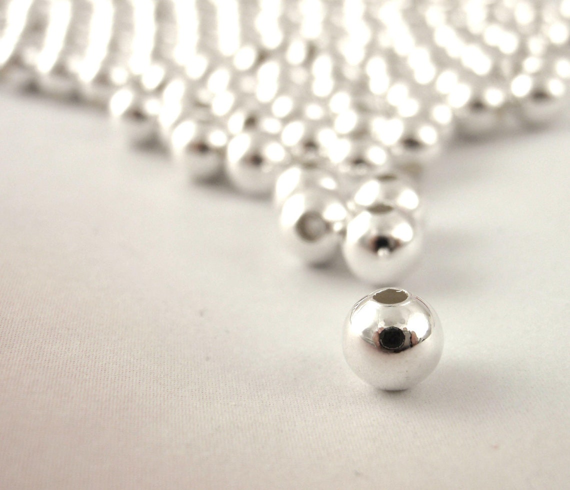50 Silver Plated Smooth Round Beads You Pick Size 2.5mm - Etsy