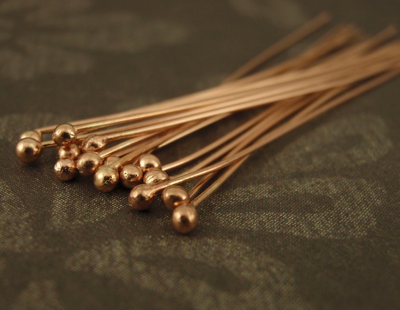 6 14kt Rose Gold Filled Ball Head Pins You Pick Gauge and - Etsy