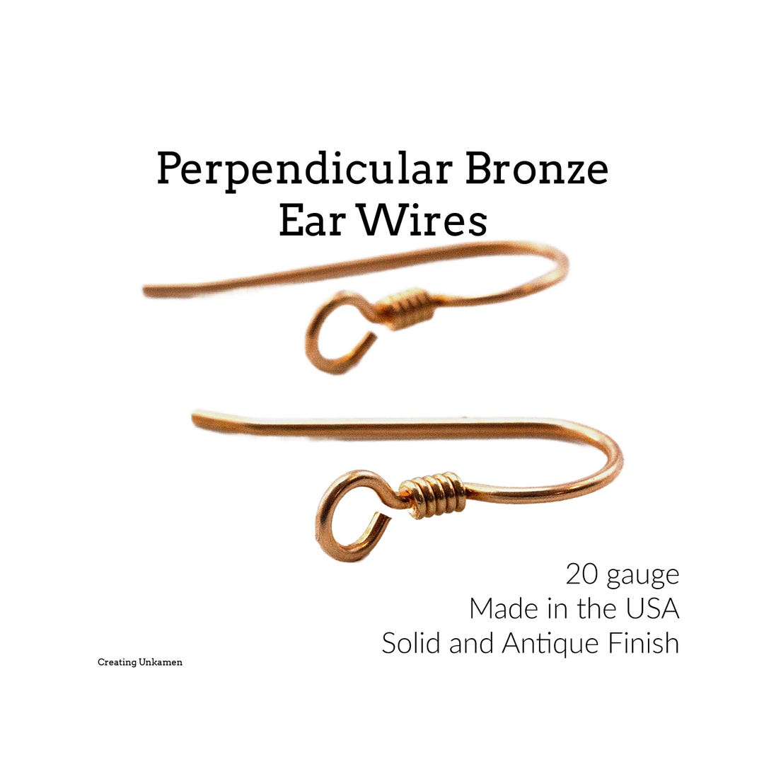 5 Pairs Perpendicular Ear Wires With Coils in Bronze or Antique Bronze ...