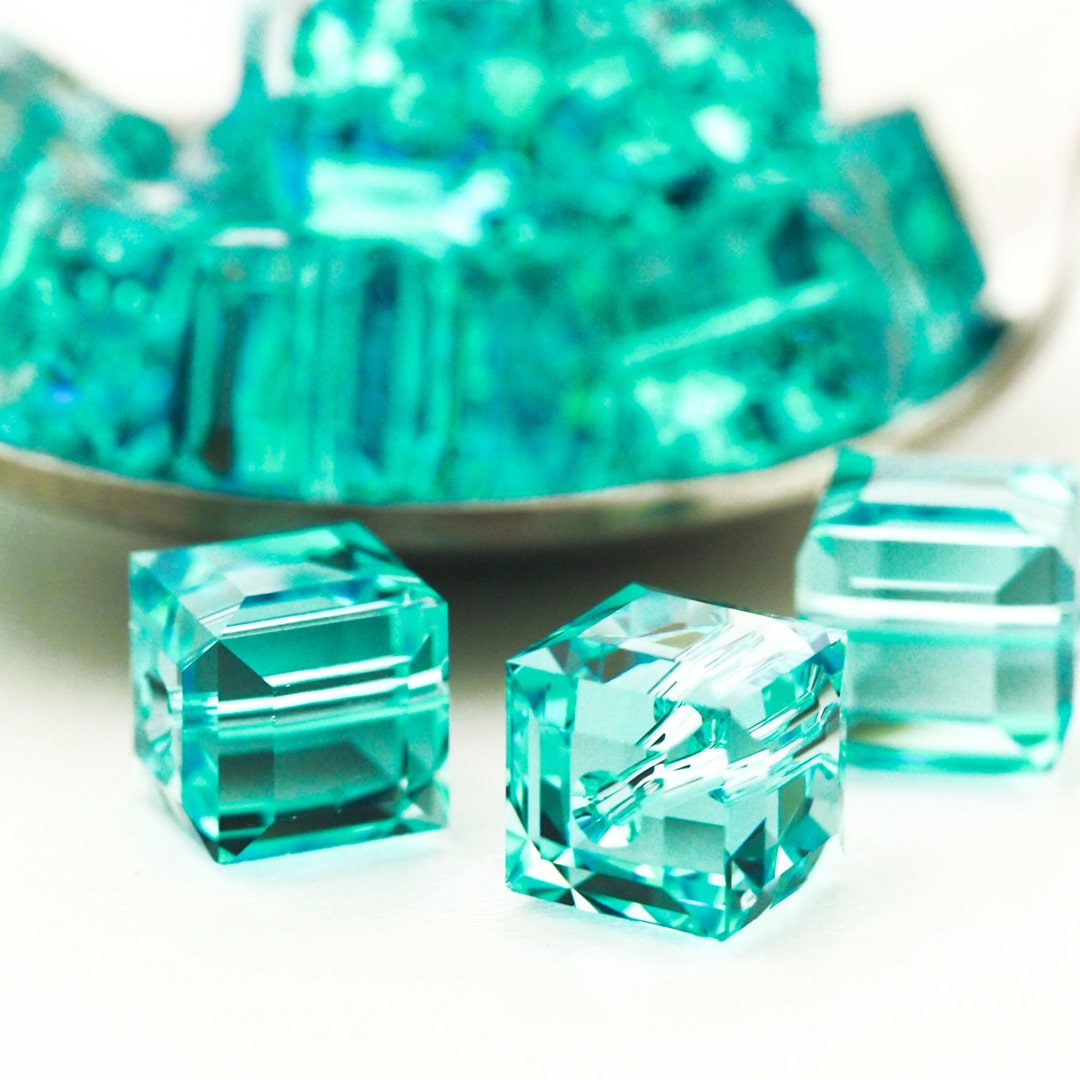 2 Swarovski 8mm Light Turquoise Cube Beads 100% Guarantee - Etsy
