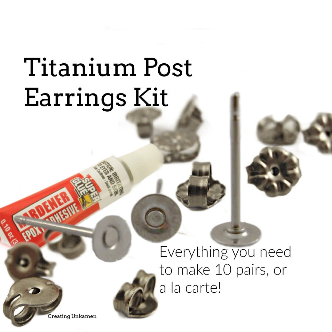 Earring Kit Titanium Posts Makes 10 Pairs- Your Choice of Pad Size ...