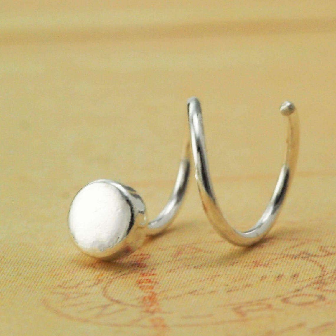 Simple Dot Spiral Piercing in Sterling Silver 20 Gauge for | Etsy