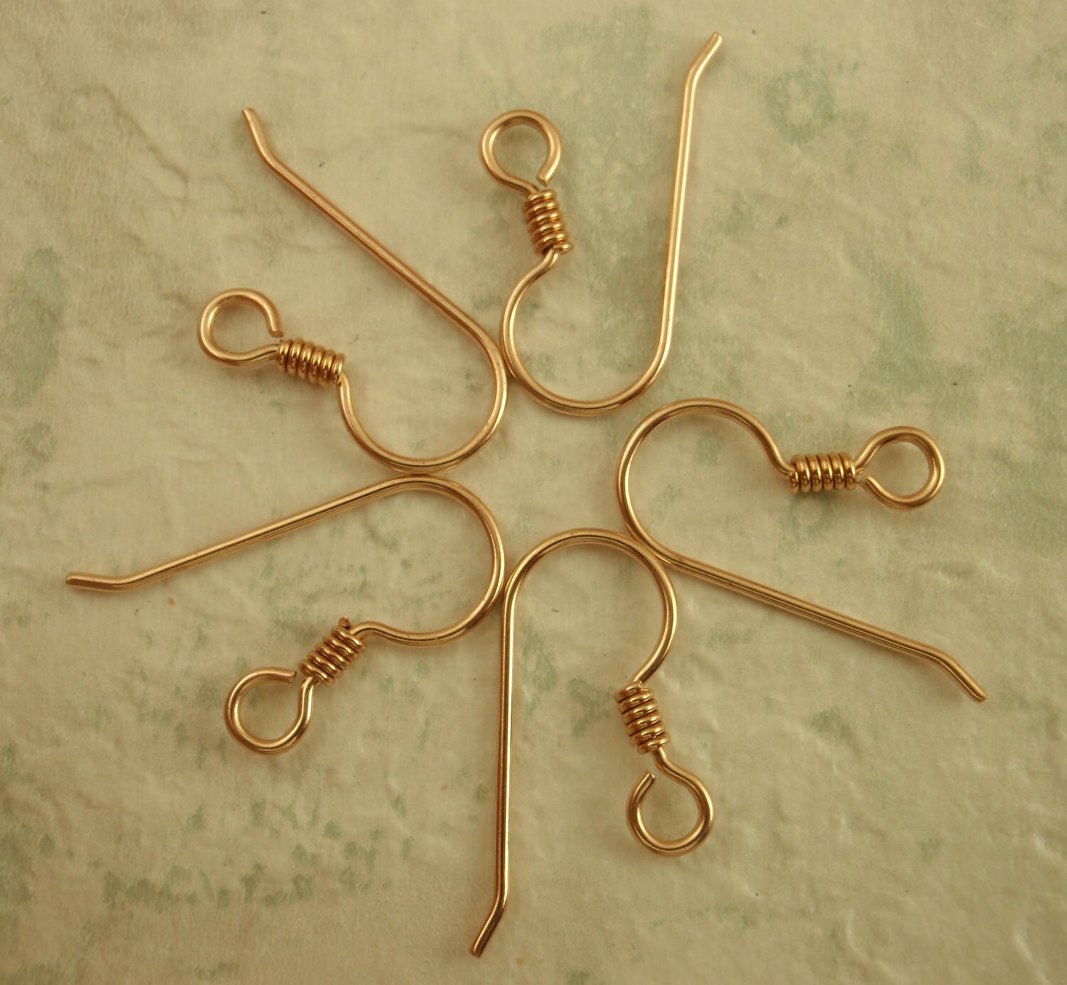 5 Pairs of Solid Bronze Simple Ear Wires With Coils - Etsy