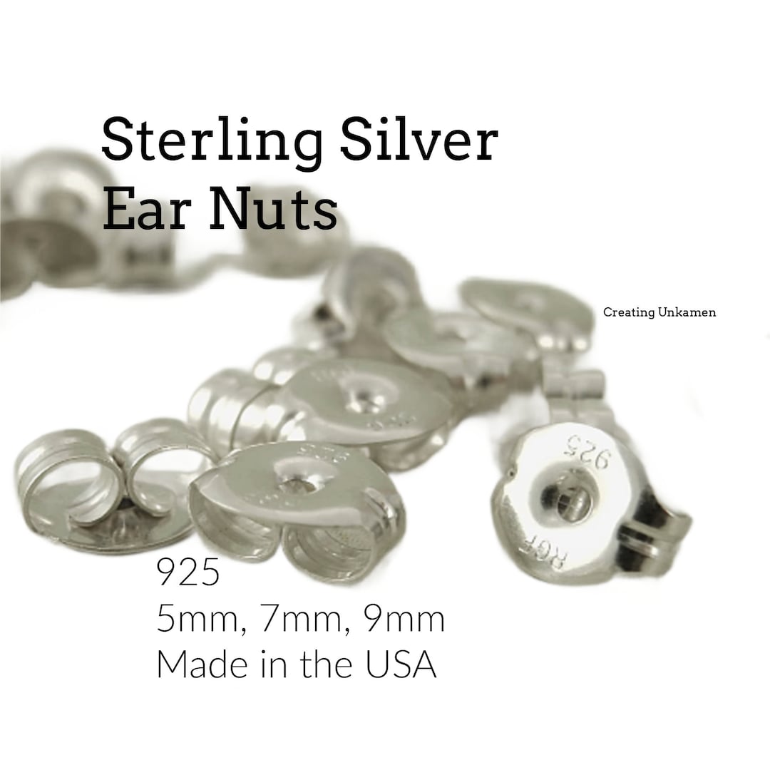 3 Pairs Sterling Silver Ear Nuts 5mm, 7mm, 9mm - Also Antique and Black ...
