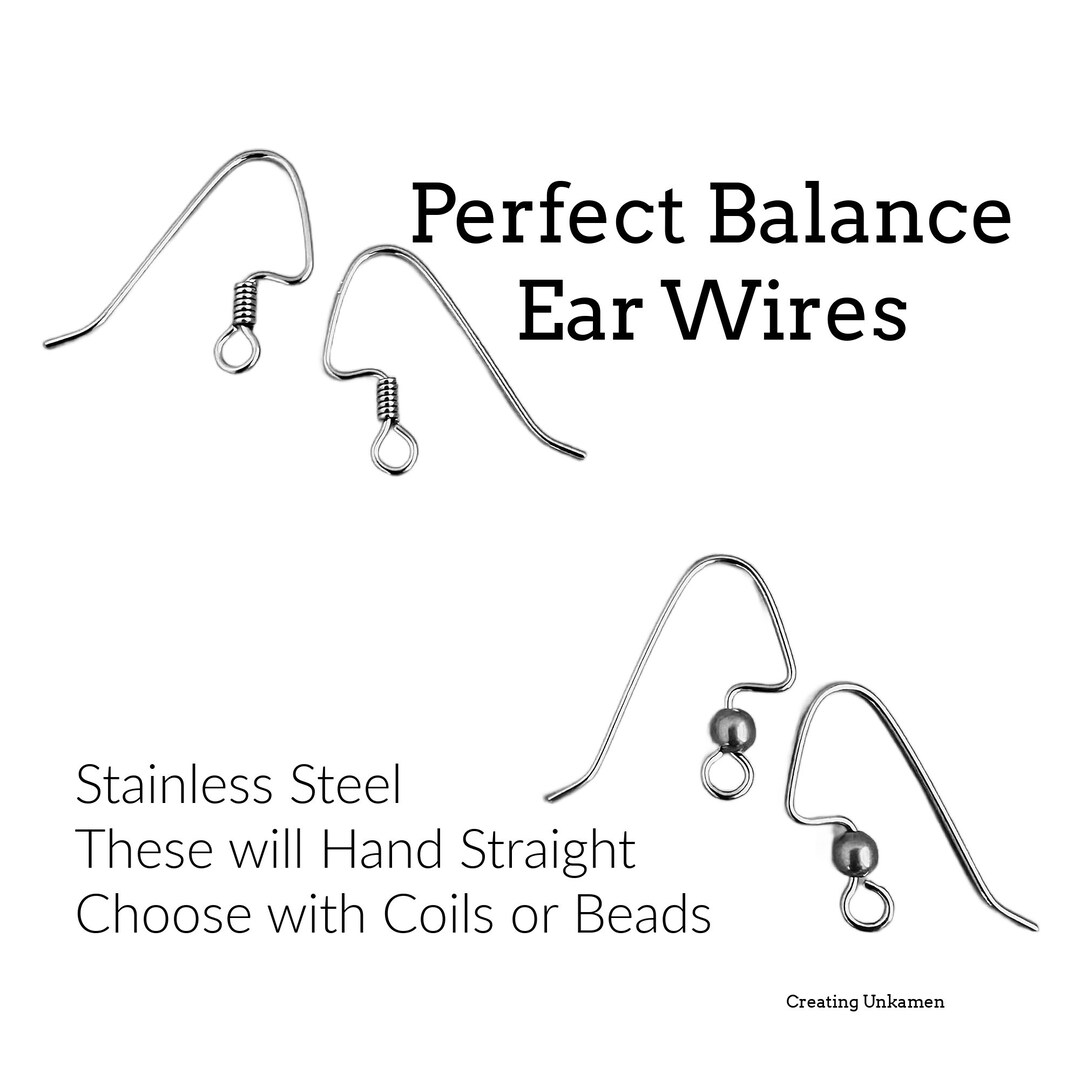 Ear Wires - 8 Pairs Stainless Steel Perfect Balance With Beads or Coils ...