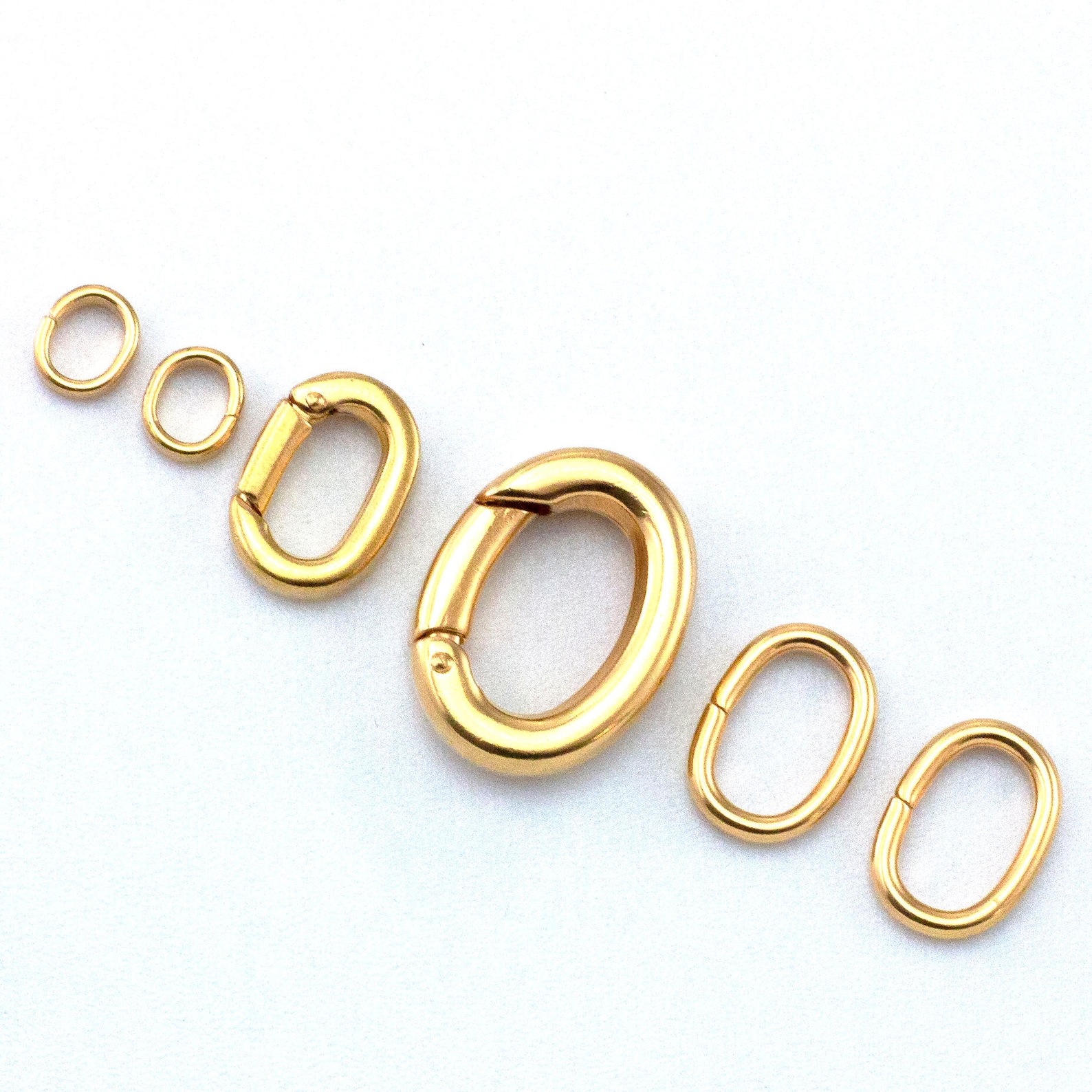 Triggerless Oval Clasp With 2 Matching Oval Jump Rings in 2 Sizes Gold ...
