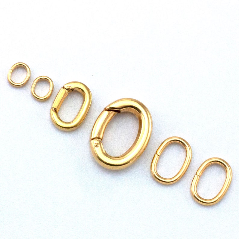 Triggerless Oval Clasp With 2 Matching Oval Jump Rings in 2 Sizes Gold ...