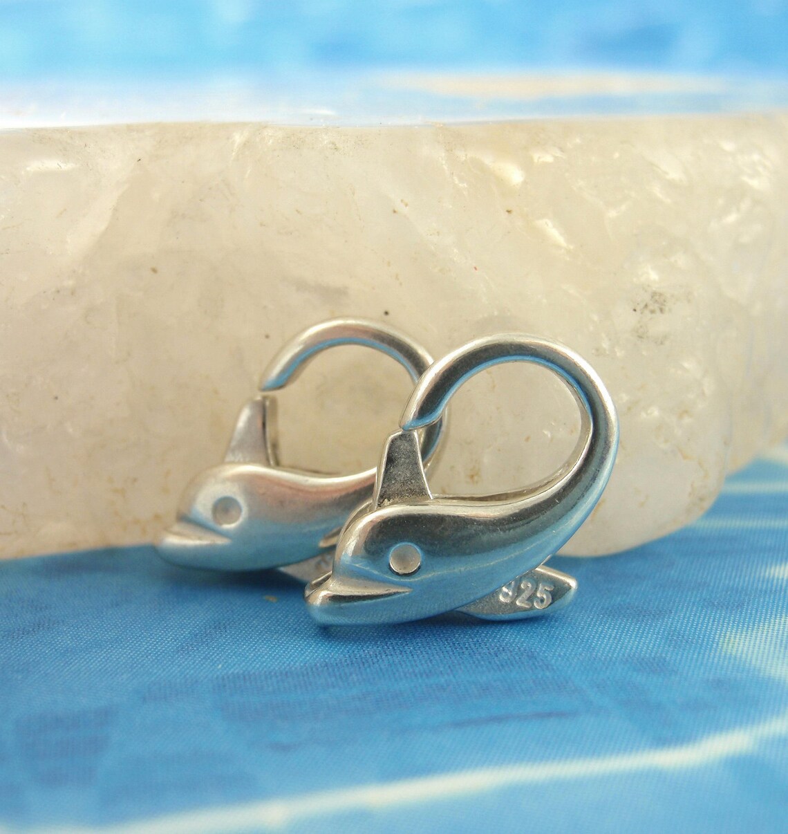1 Sterling Silver Dolphin Lobster Clasp - 13mm X 9mm - Shiny or Antique ...
