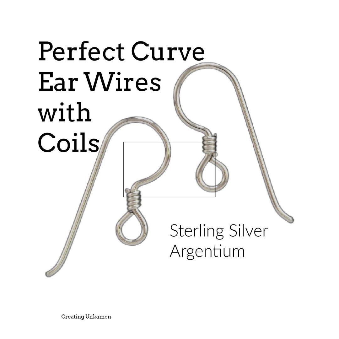 2 Pairs Perfect Curve Ear Wires With Coils - Sterling Silver, Argentium ...