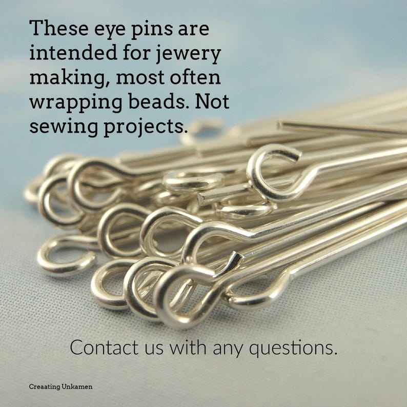 8 Eye Pins Argentium Silver Handmade for You in 18, 20, 22, 24, 26 ...