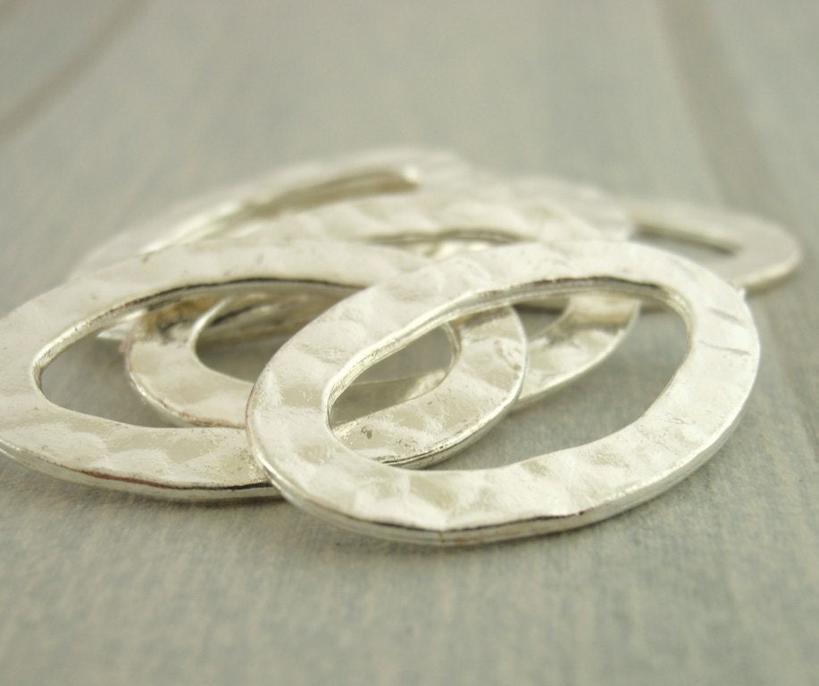 4 Premium Hammered Oval Components 30mm X 17mm Silver | Etsy