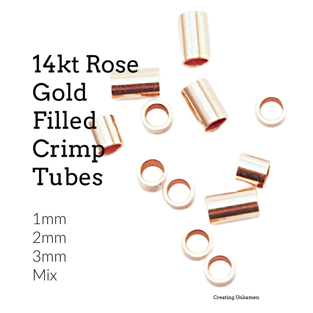 25 14kt Rose Gold Filled Crimp Tubes in 1mm, 2mm, 3mm - 100% Guarantee ...