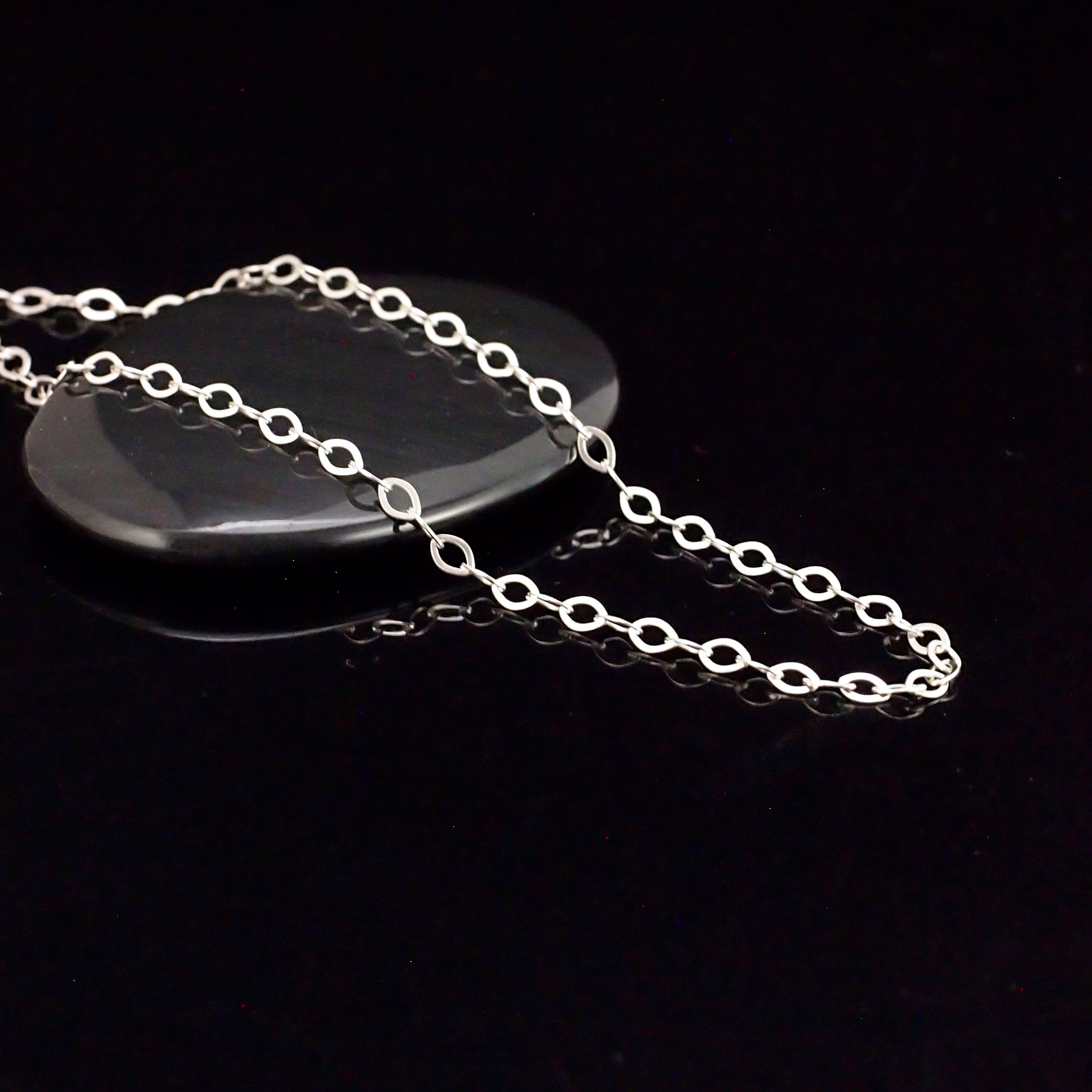 Sterling Silver Flat Oval Cable Chain - Any Length Finished With Clasp ...