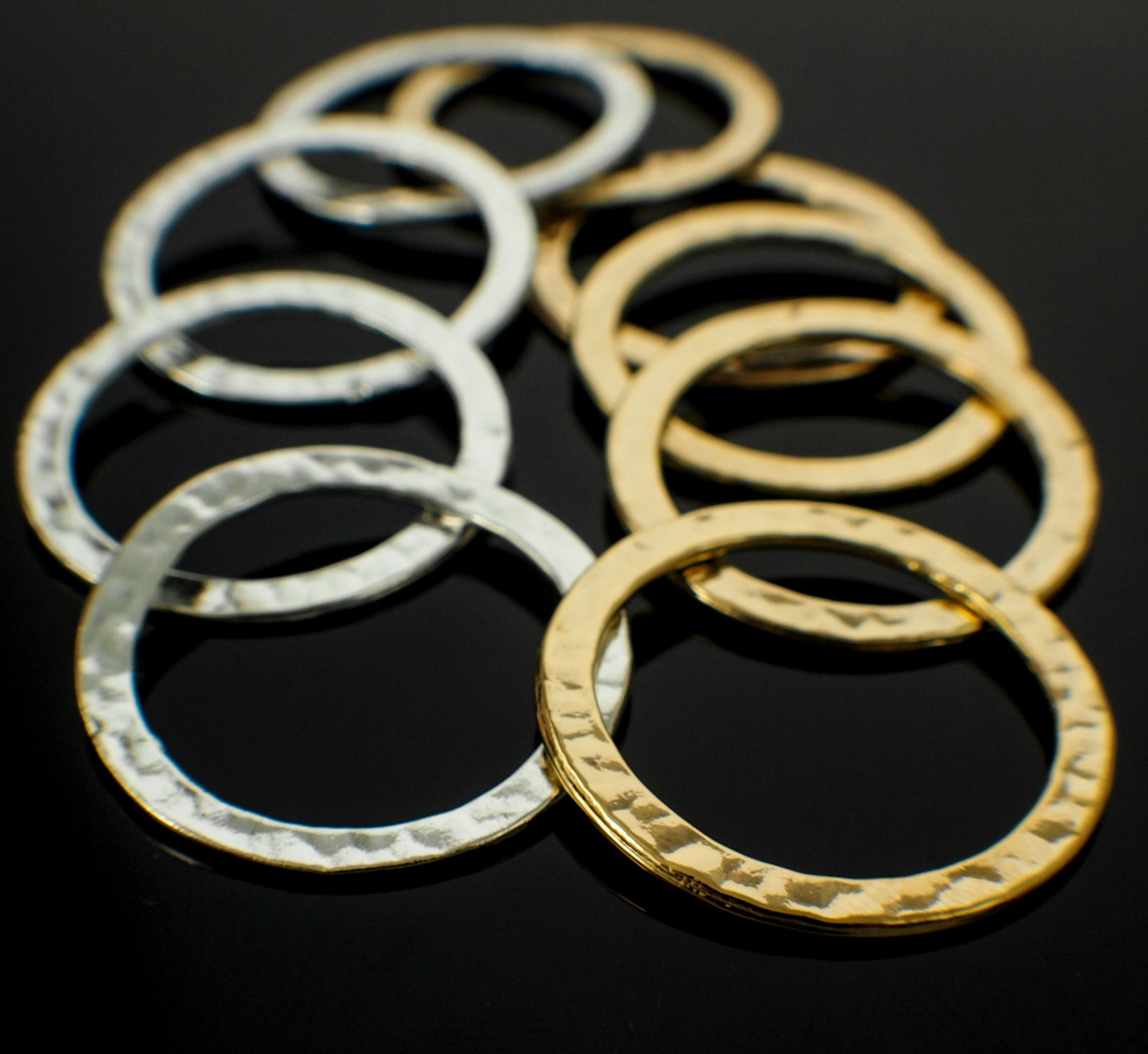 6 Premium Hammered Round Components 27mm Gold or Silver | Etsy