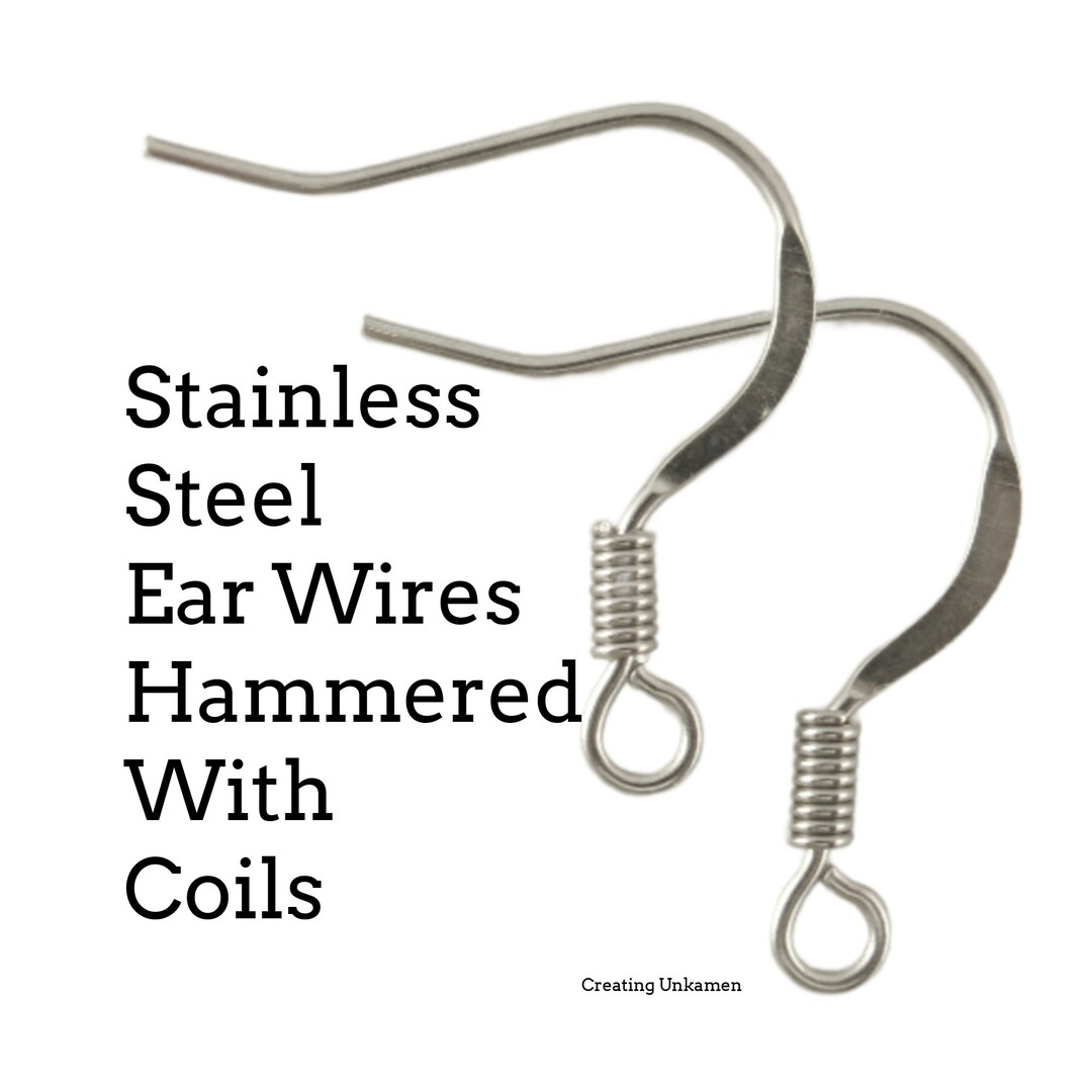 Ear Wires 10 Pairs Stainless Steel Hammered With Coils - Made in the ...