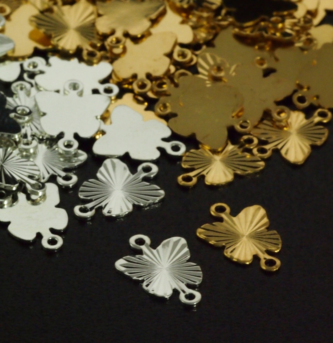 20 Corrugated Butterfly Links - 9mm - Silver Plated or Gold Plated ...