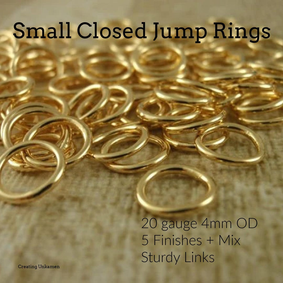 50 Closed Jump Rings Small Soldered 20 Gauge 4mm OD - Antique Gold ...