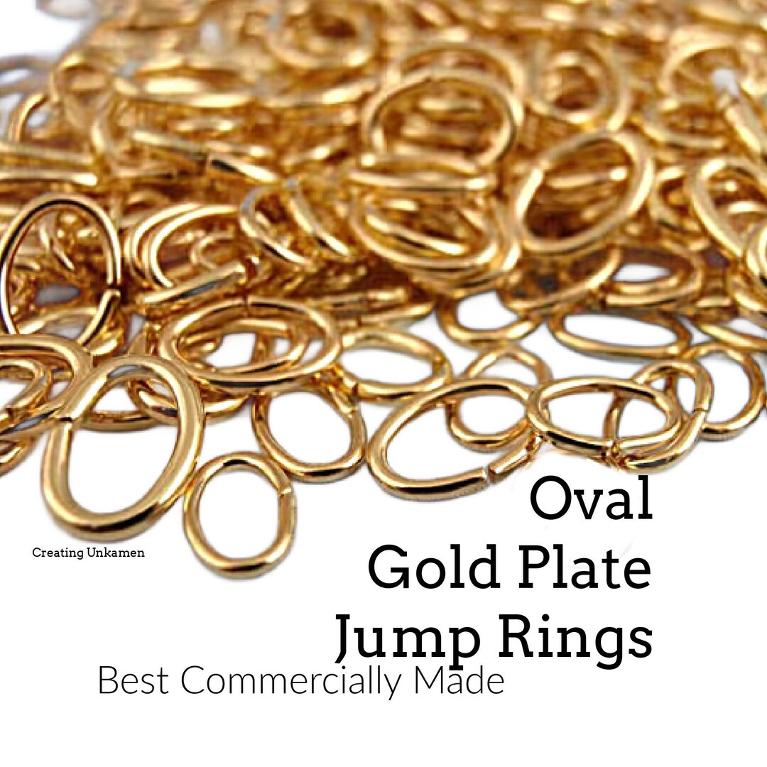 100 Gold Plated Brass Oval Jump Rings - 16, 18, 20, 22, 24 Gauge - Best ...