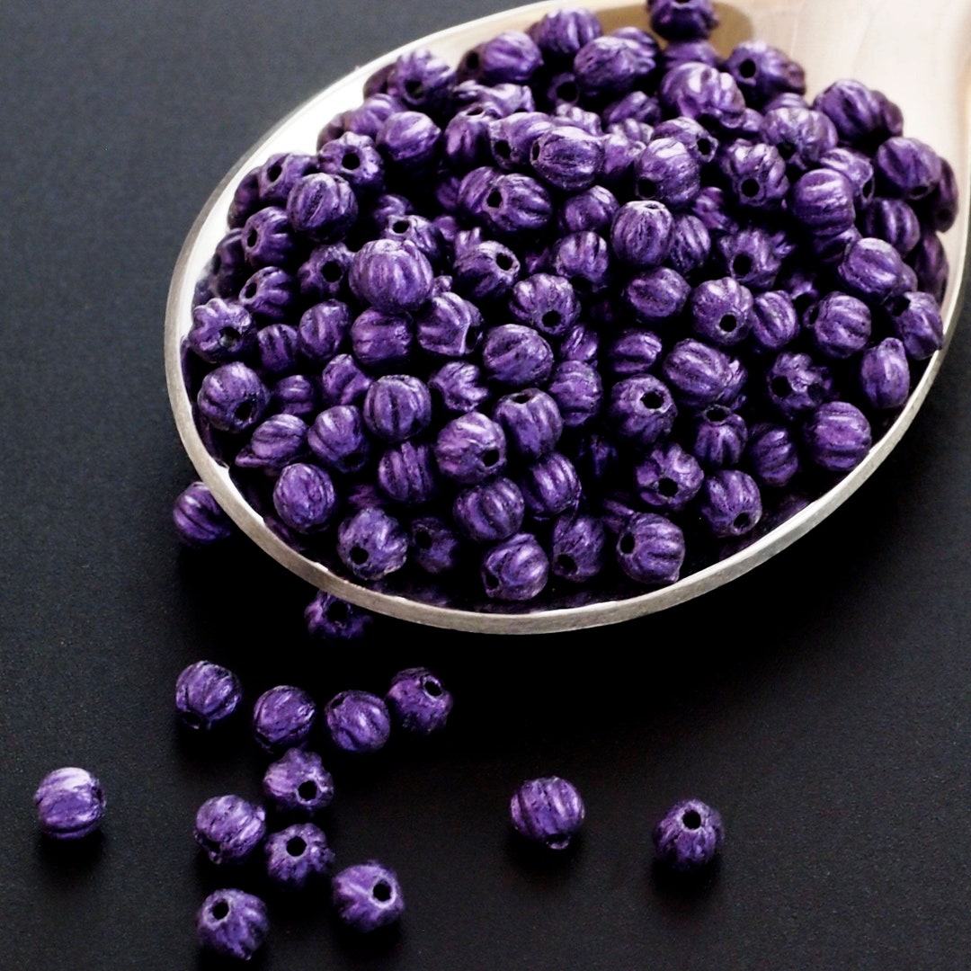 50 - 3mm Metallic Suede Purple Micro Melon Czech Bead - 100% Guaranteed ...