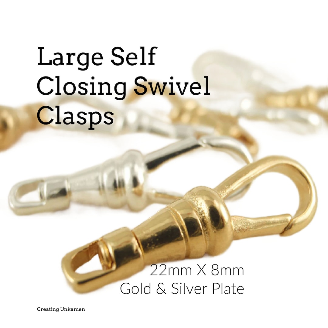 4 Large Self Closing Swivel Clasps - Triggerless - 22mm X 8mm - Silver ...