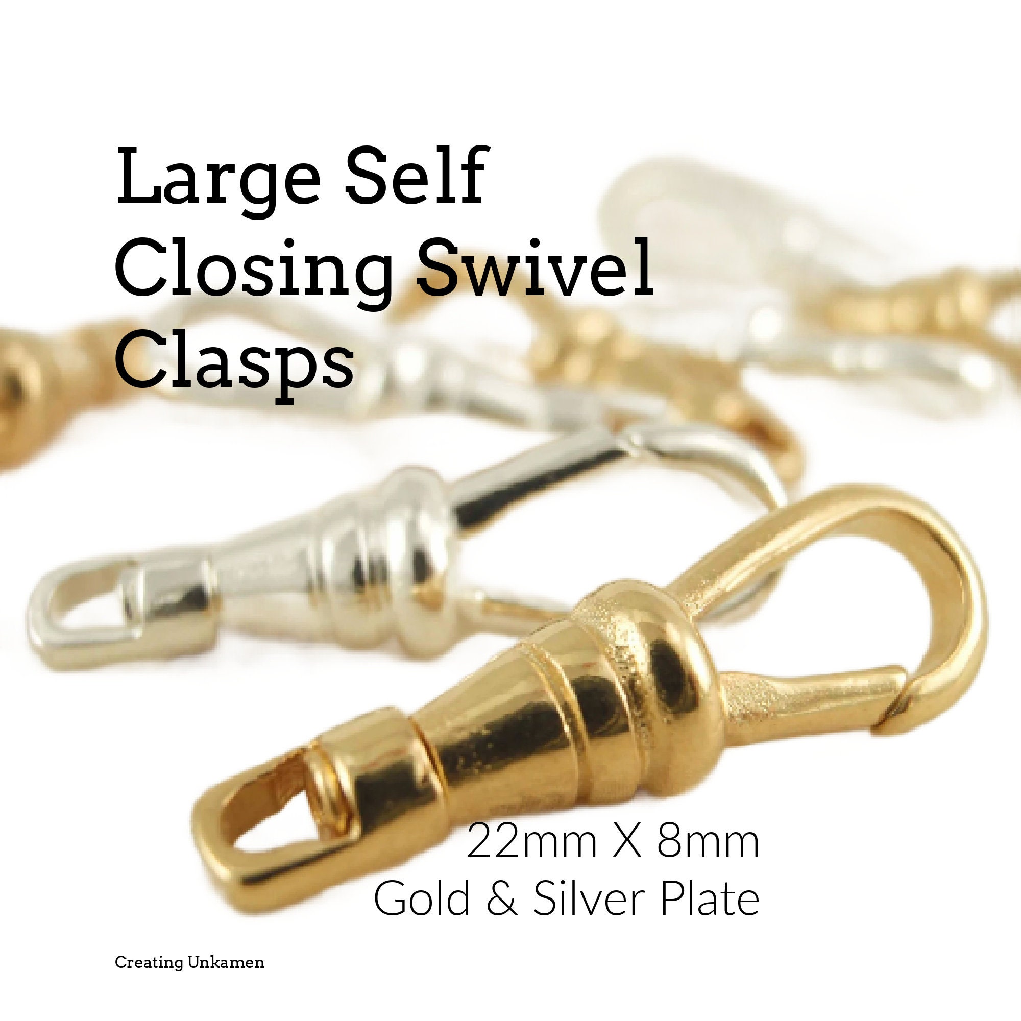 4 Large Self Closing Swivel Clasps - Triggerless - 22mm X 8mm - Silver ...