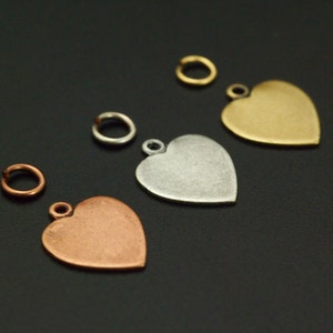 12 Small Heart Charm Blanks in Antique Copper, Antique Gold, Antique ...