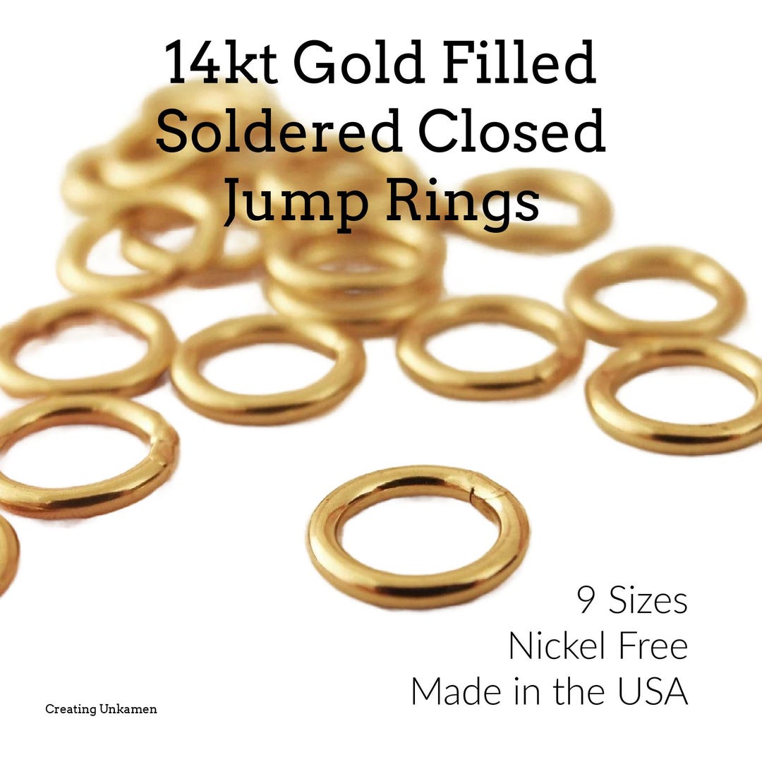 Jump Rings 4 - 14kt Gold Filled Soldered Closed 22 Gauge, 18 Gauge, 16 ...