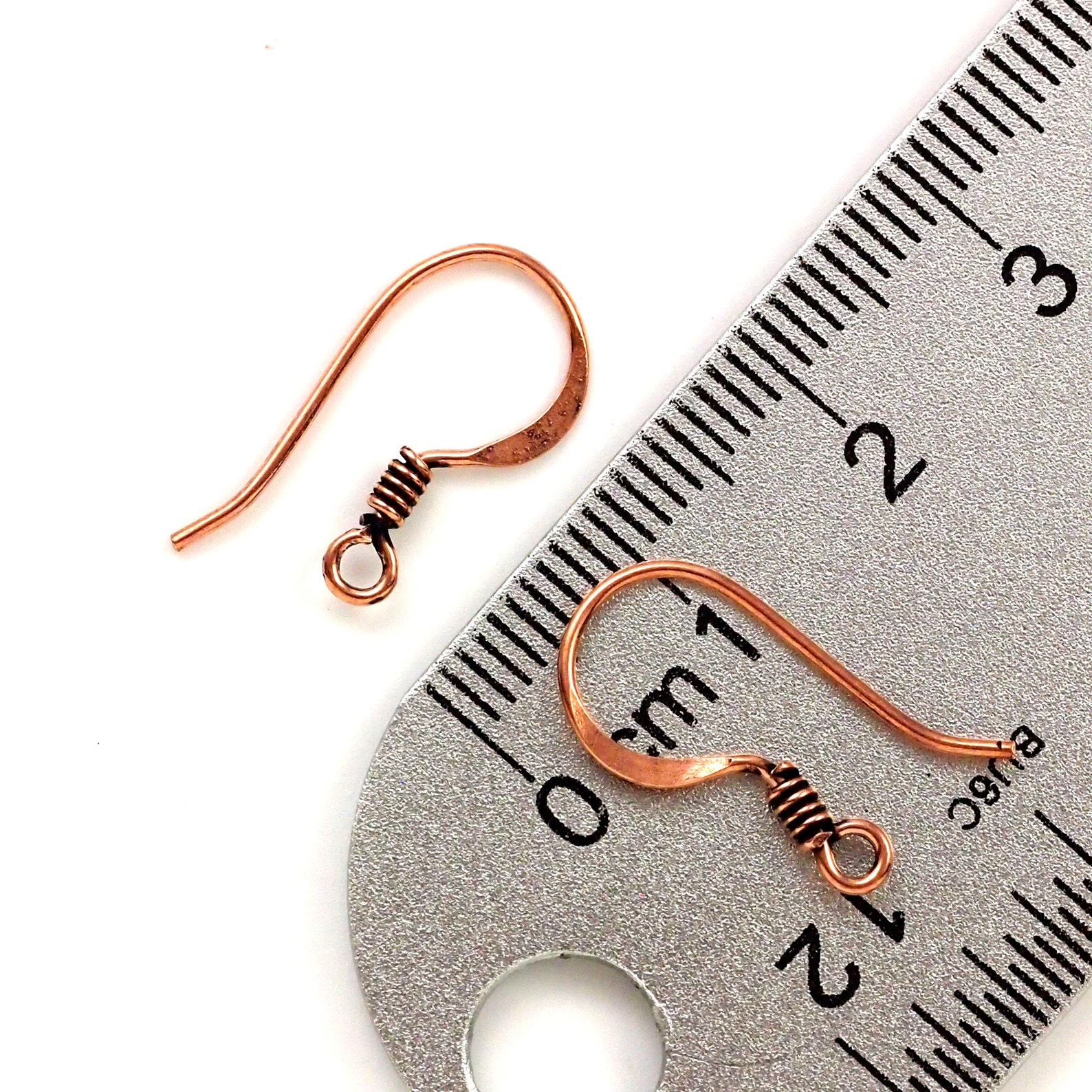 4 Pairs Antique Copper Ear Wires With Coils Hammered or Round Solid 20 ...