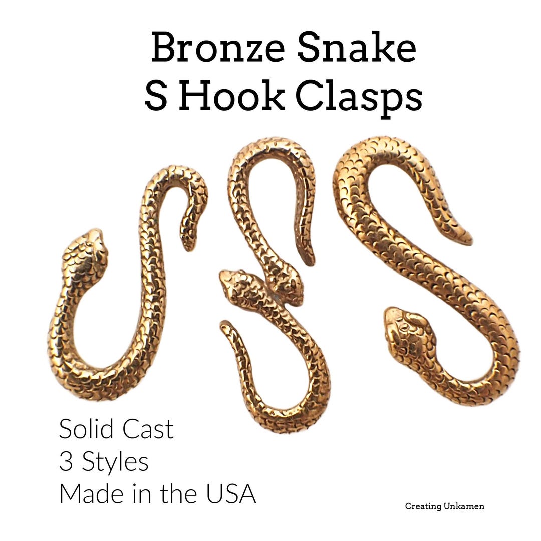 Clasp 1 Cast Bronze Snake S-hook You Pick Style Made in the USA - 100% ...