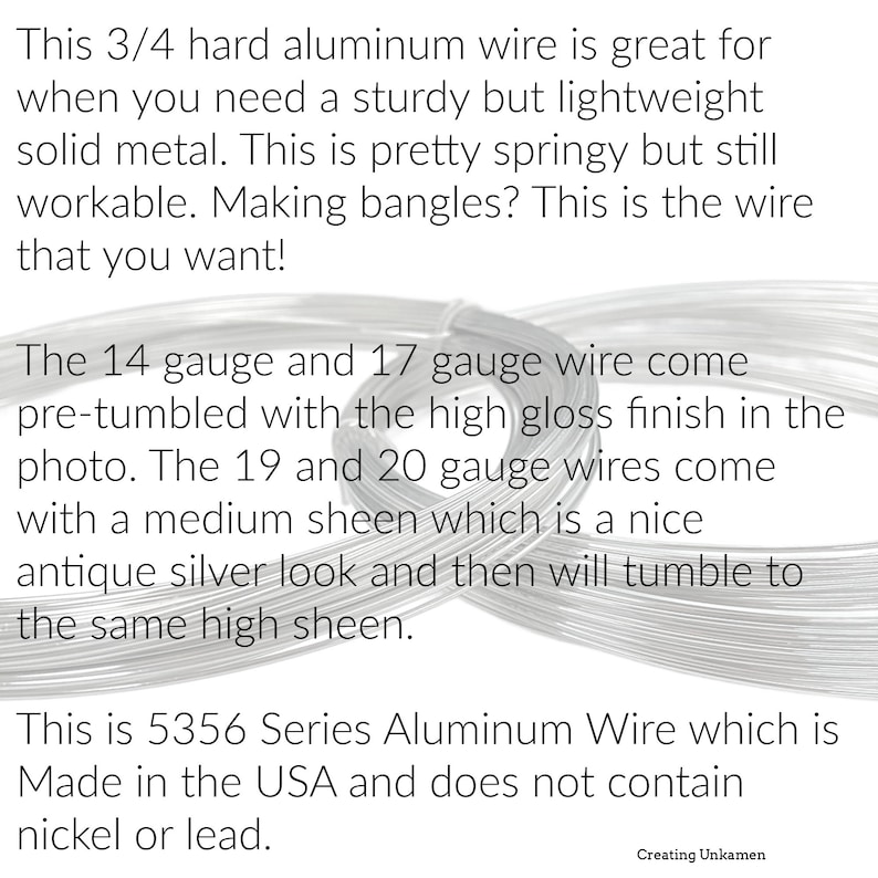 Aluminum Wire - 3/4 Hard Temper 14, 17, 18, 19, 20 Gauge - 100% ...