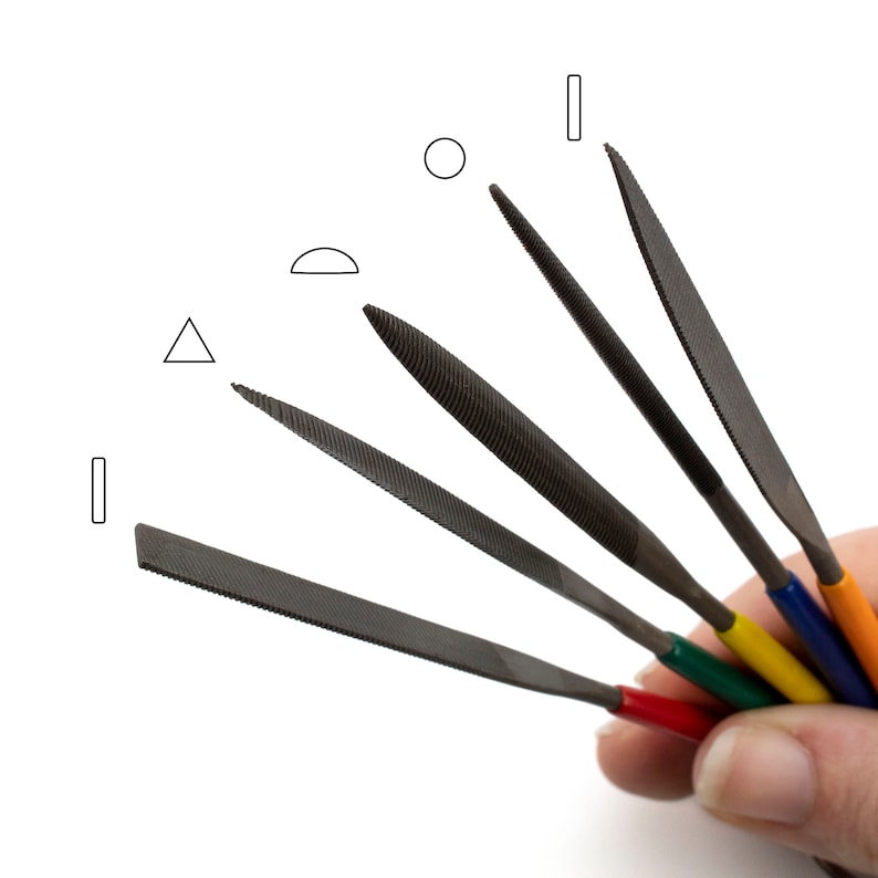 Steel File Set - 5 Different File Shapes - Basic or Advanced Metal Work ...